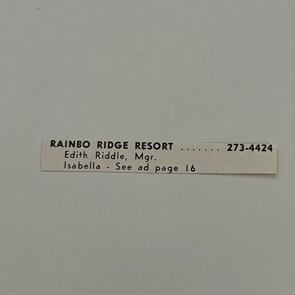 None and/or Unknown | Other | Rainbow Ridge Resort E Riddle Isabella ...